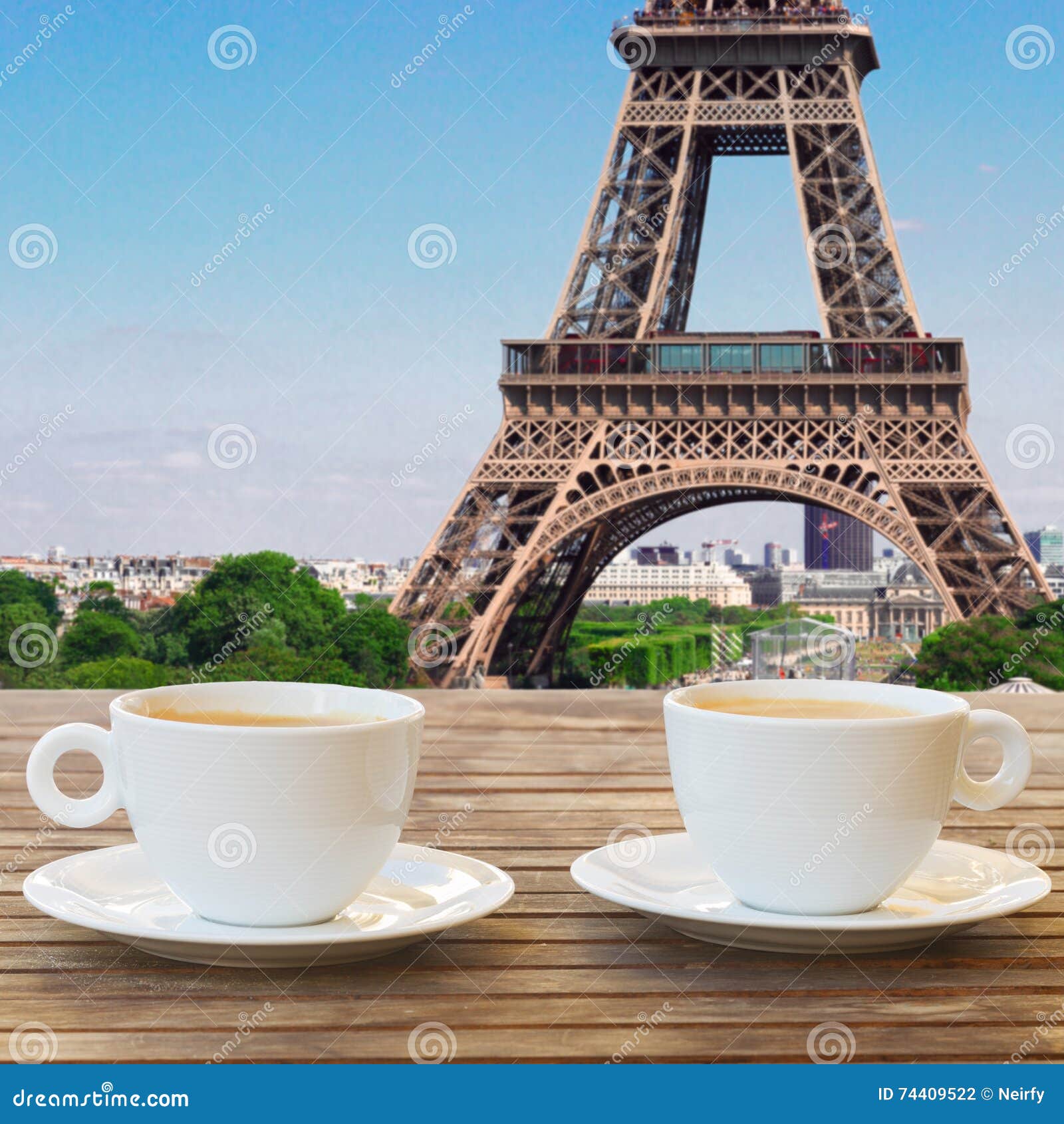 Cup of coffee in Paris stock photo. Image of scene, architecture - 74409522