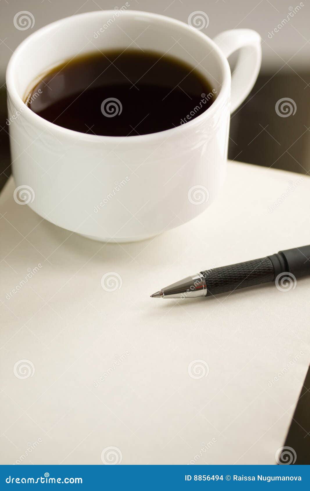 Cup of Coffee and Pen on the Paper. Stock Photo - Image of breakfast ...
