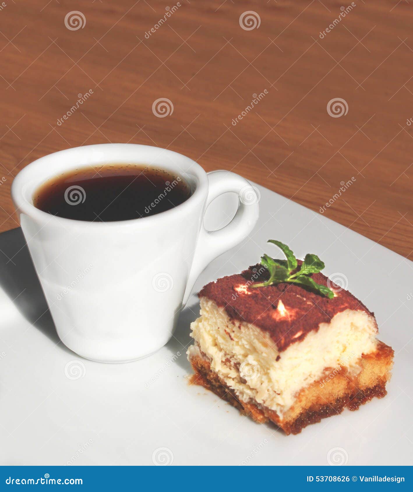 Cup of Coffee and Piece of Cake Stock Photo - Image of grain, interior ...