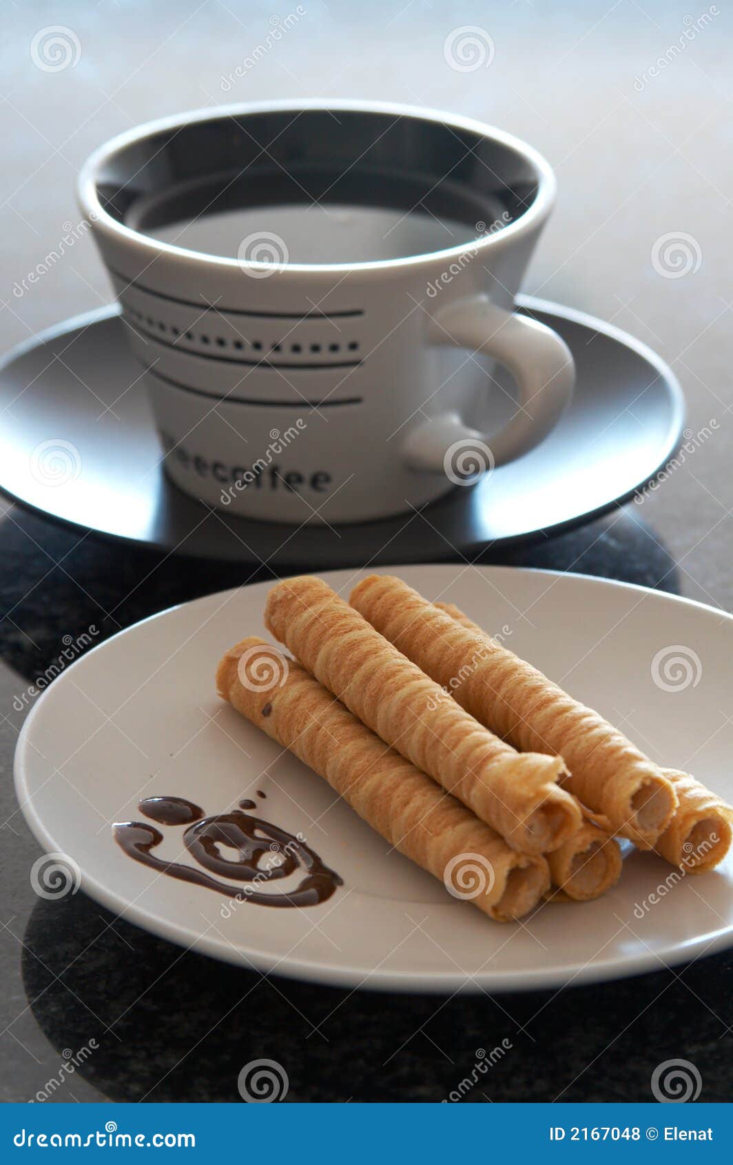 Cup of Coffee and a Plate of C Stock Photo - Image of baked, decorated ...