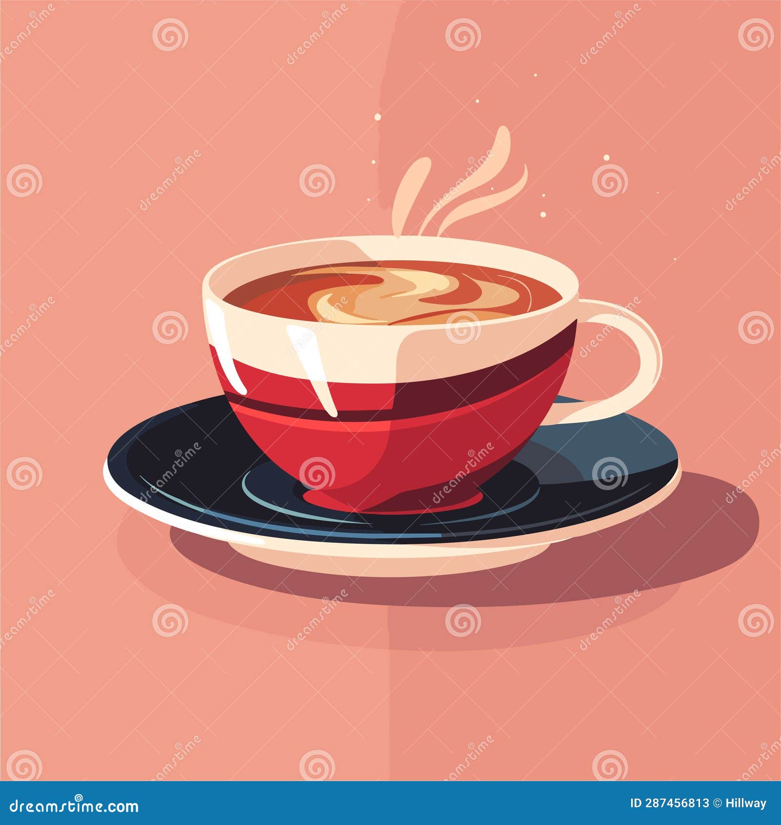 A Cup of Coffee on a Plate in Vector Stock Illustration - Illustration ...