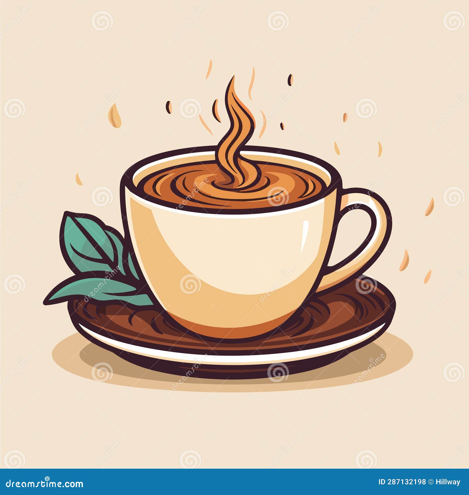 A Cup of Coffee on a Plate in Vector Stock Illustration - Illustration ...