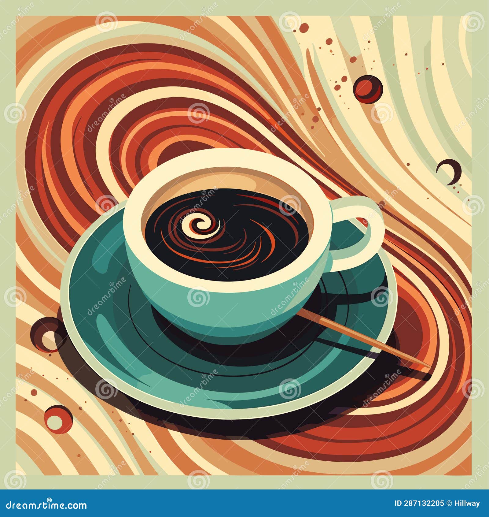 A Cup of Coffee on a Plate in Vector Stock Illustration - Illustration ...