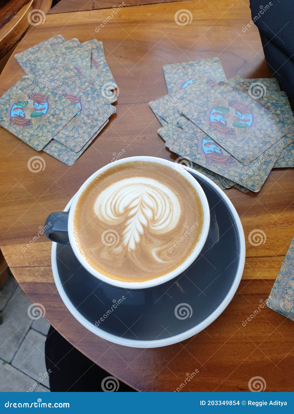 Cup Coffee and Playing Cards Stock Photo - Image of blue, play: 203349854