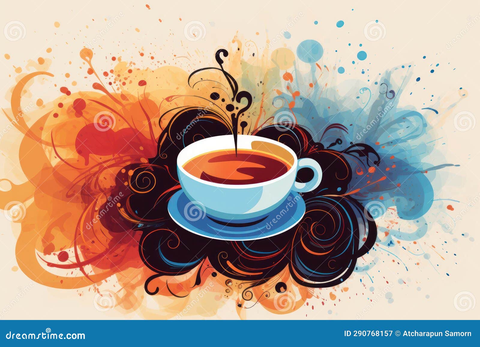 Cup of Coffee Poster Design Abstract Background Stock Illustration ...