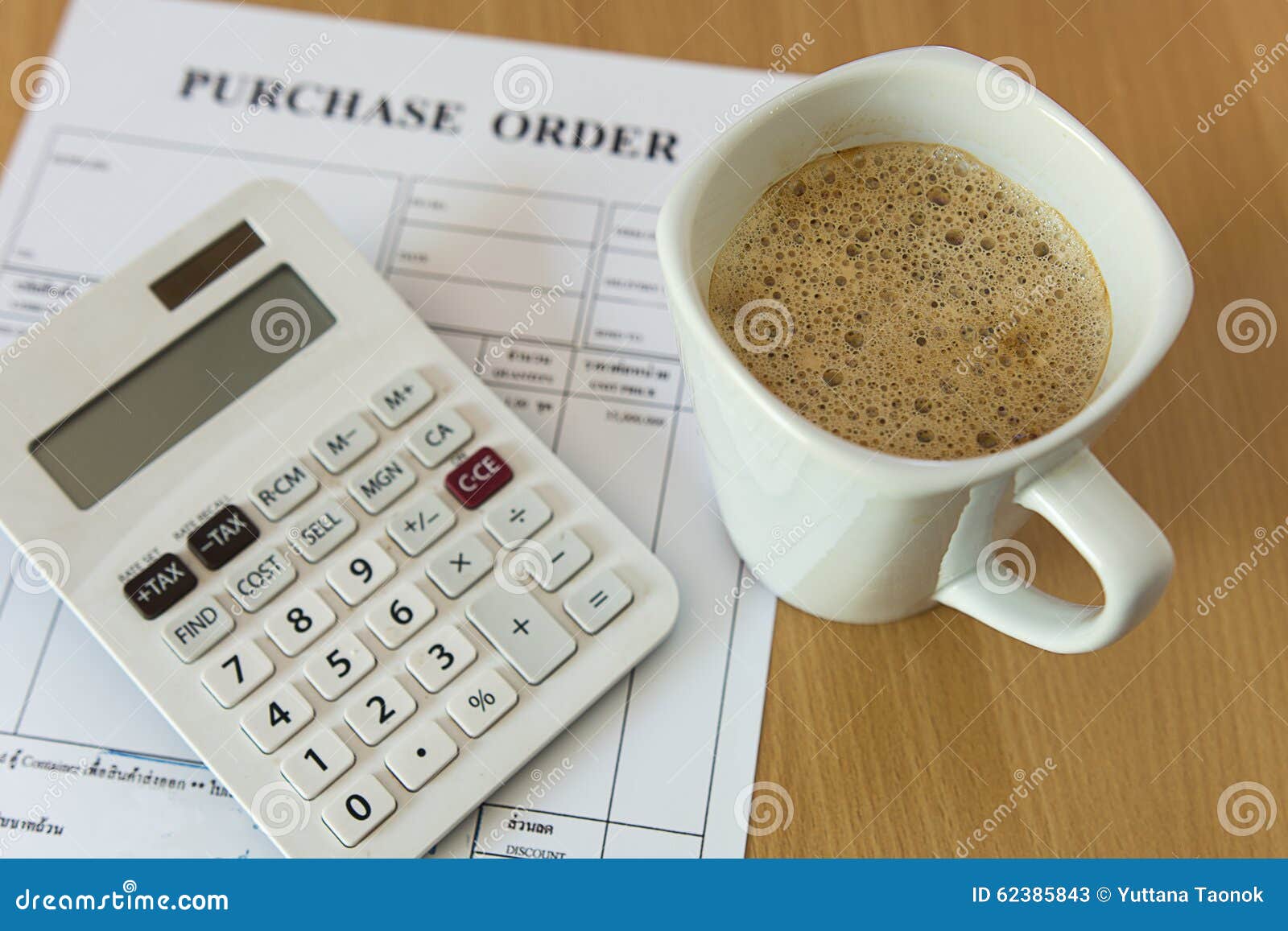 Cup of Coffee on Purchase Order Form Stock Image - Image of coffee ...