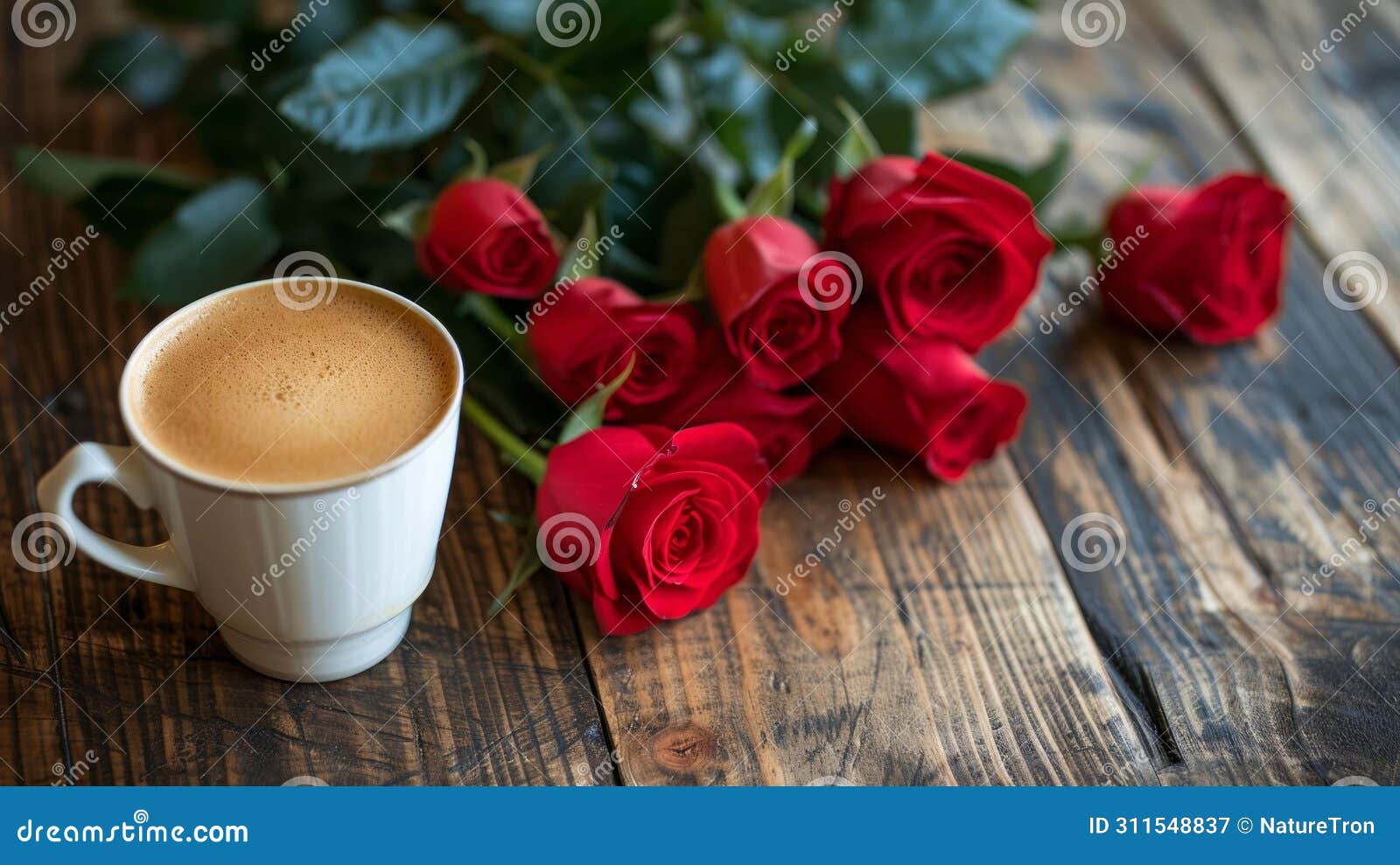 Cup of Coffee and Red Rose Cup of Coffee and Rose Cup of Coffee Stock ...
