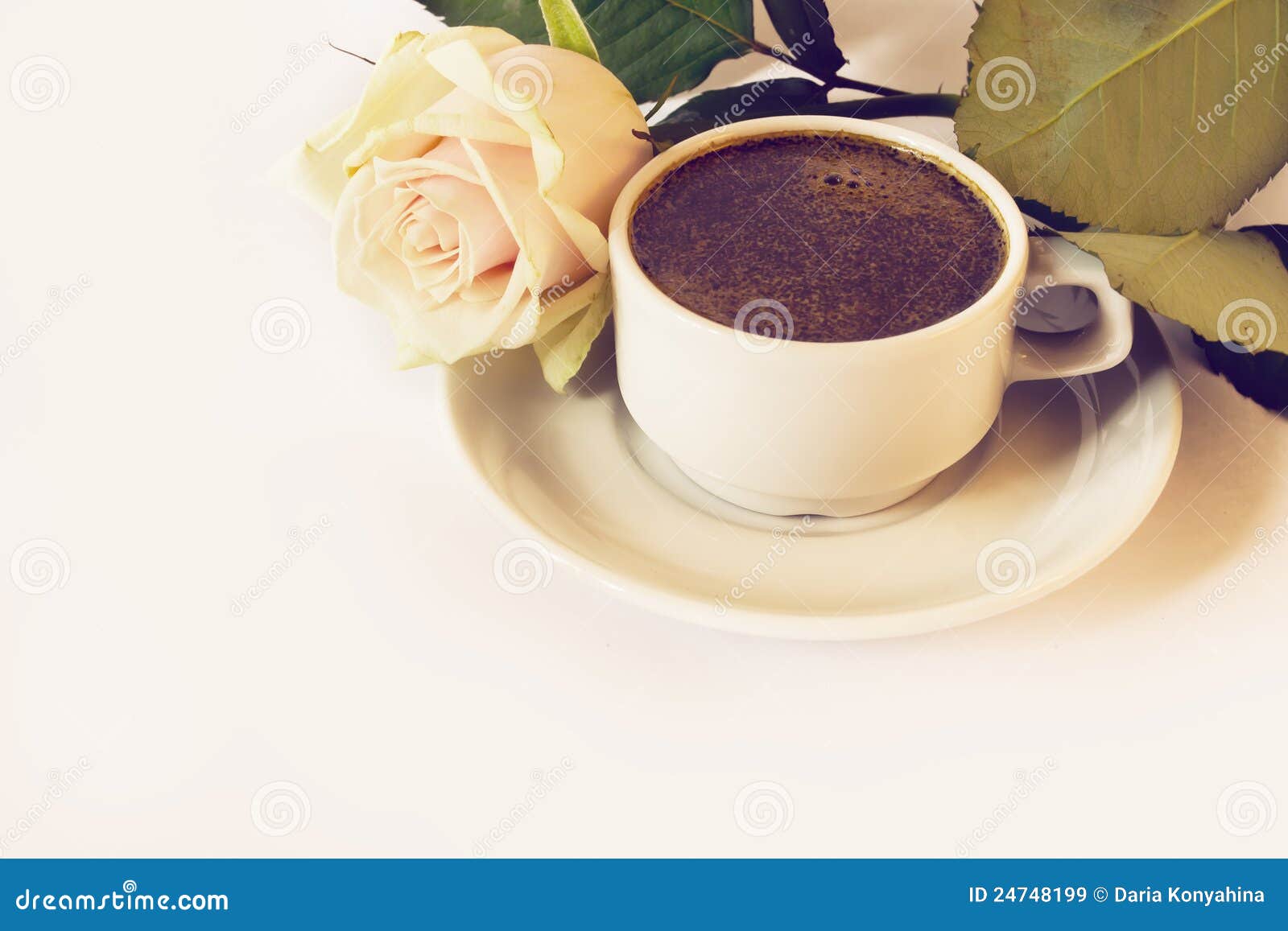 Cup of coffee and rose stock image. Image of love, pair - 24748199