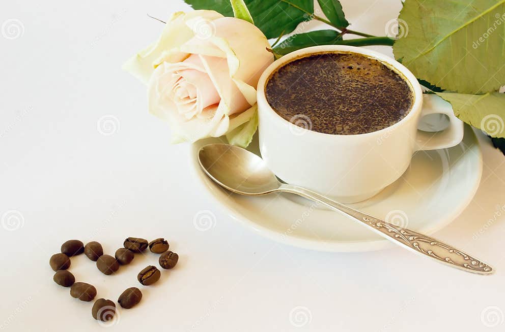 Cup of coffee and rose stock photo. Image of tender, feelings - 24748376