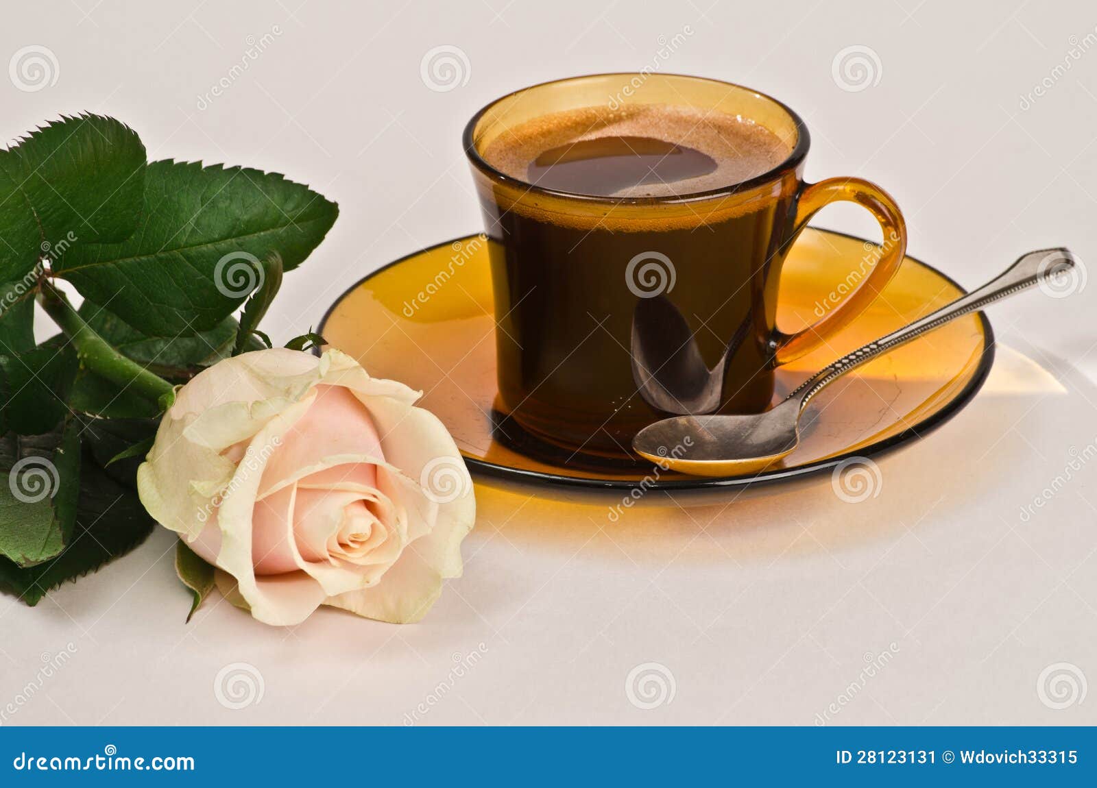 A cup of coffee and a rose stock image. Image of gourmet - 28123131