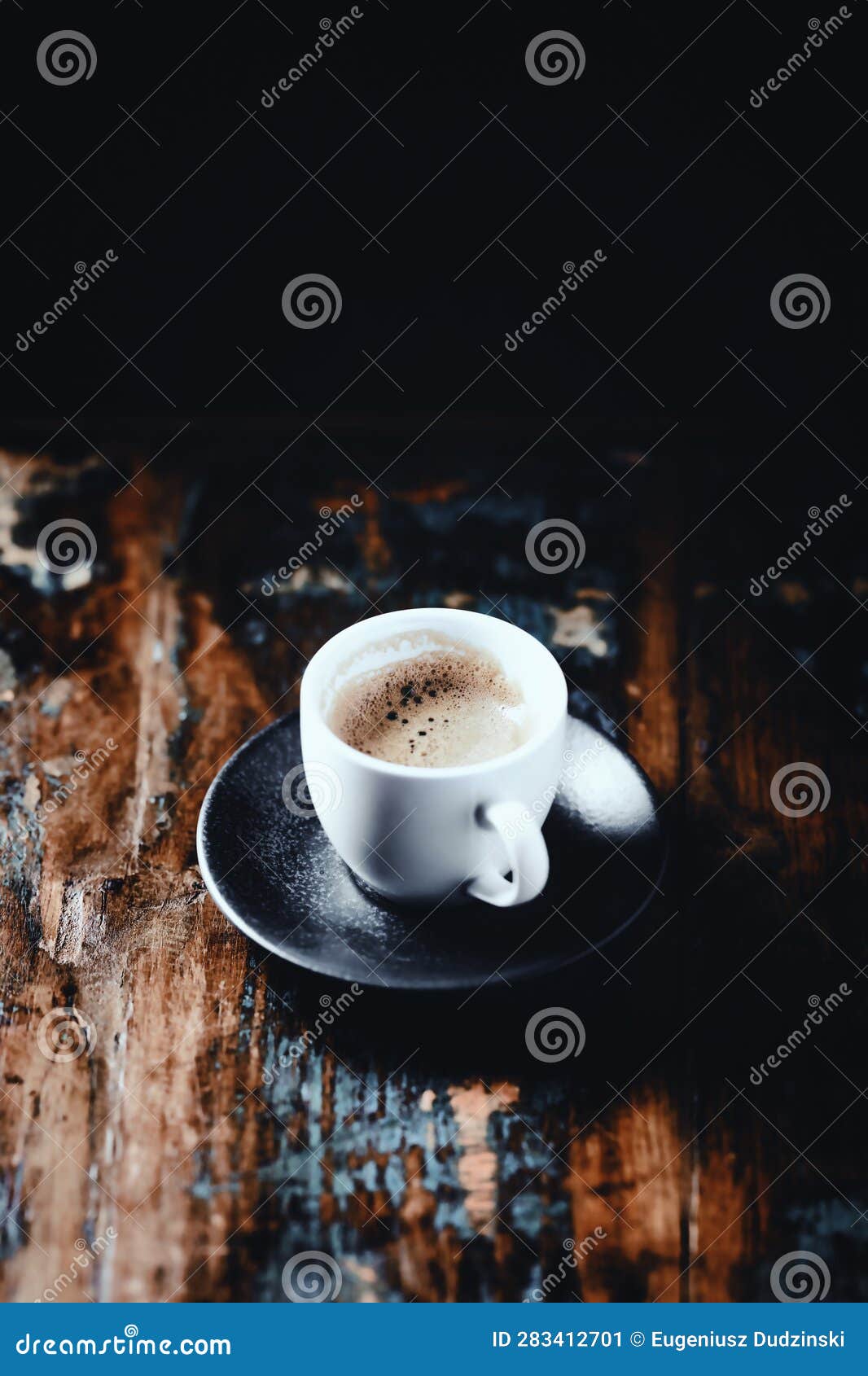 Cup of Coffee on Rustic Wooden Background. Stock Image - Image of ...