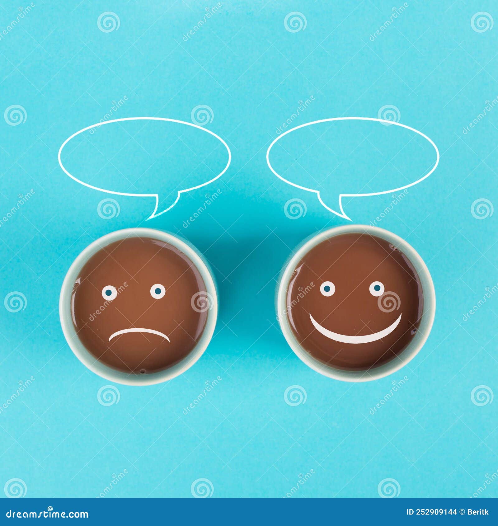 Cup of Coffee with a Sad and a Happy Face, Positive and Negative ...