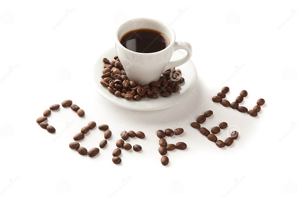 A cup of coffee and seeds stock photo. Image of concept - 39358792