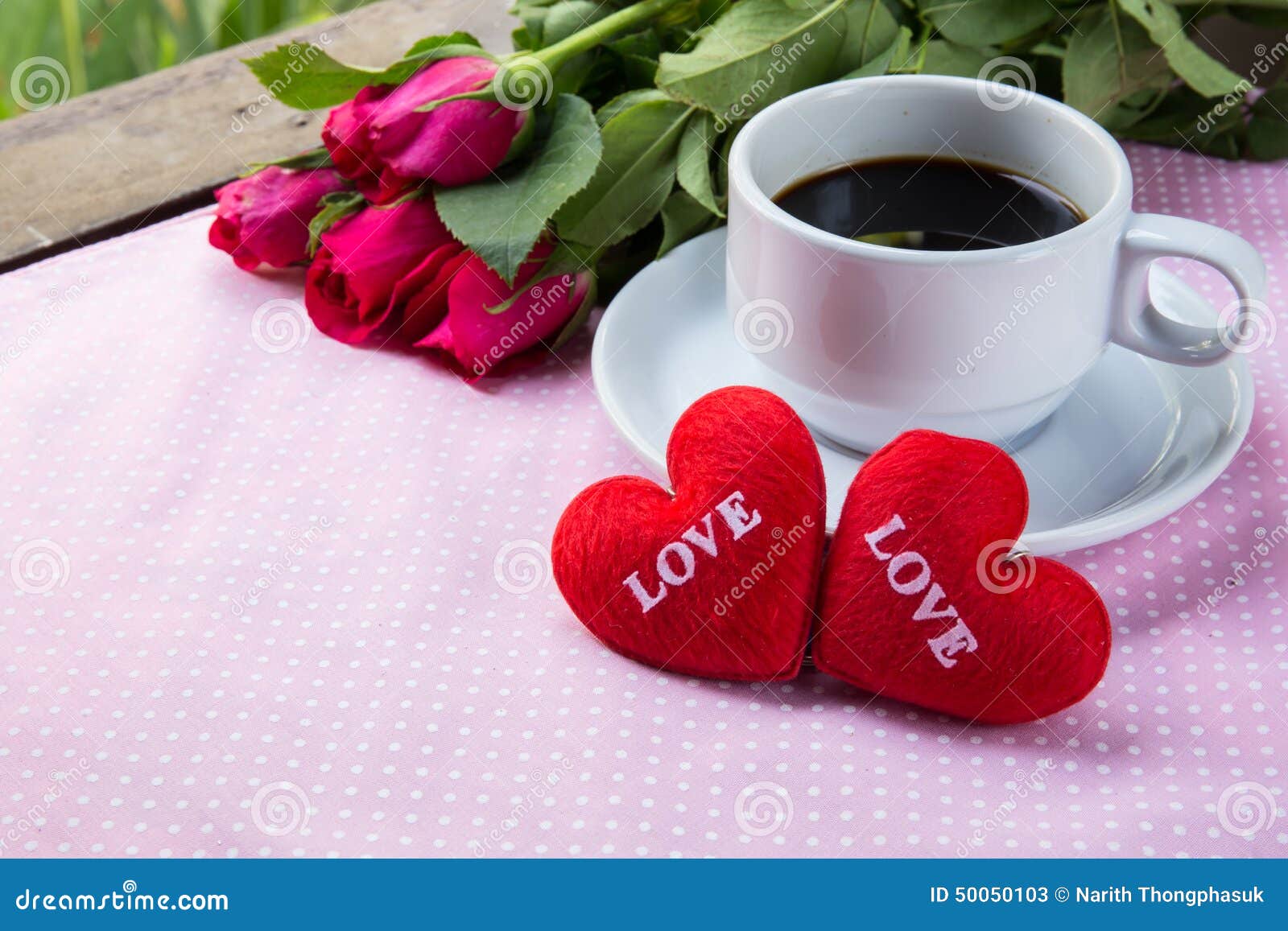 Cup of Coffee, Shape Heart Text Love and Rose Stock Image - Image of ...