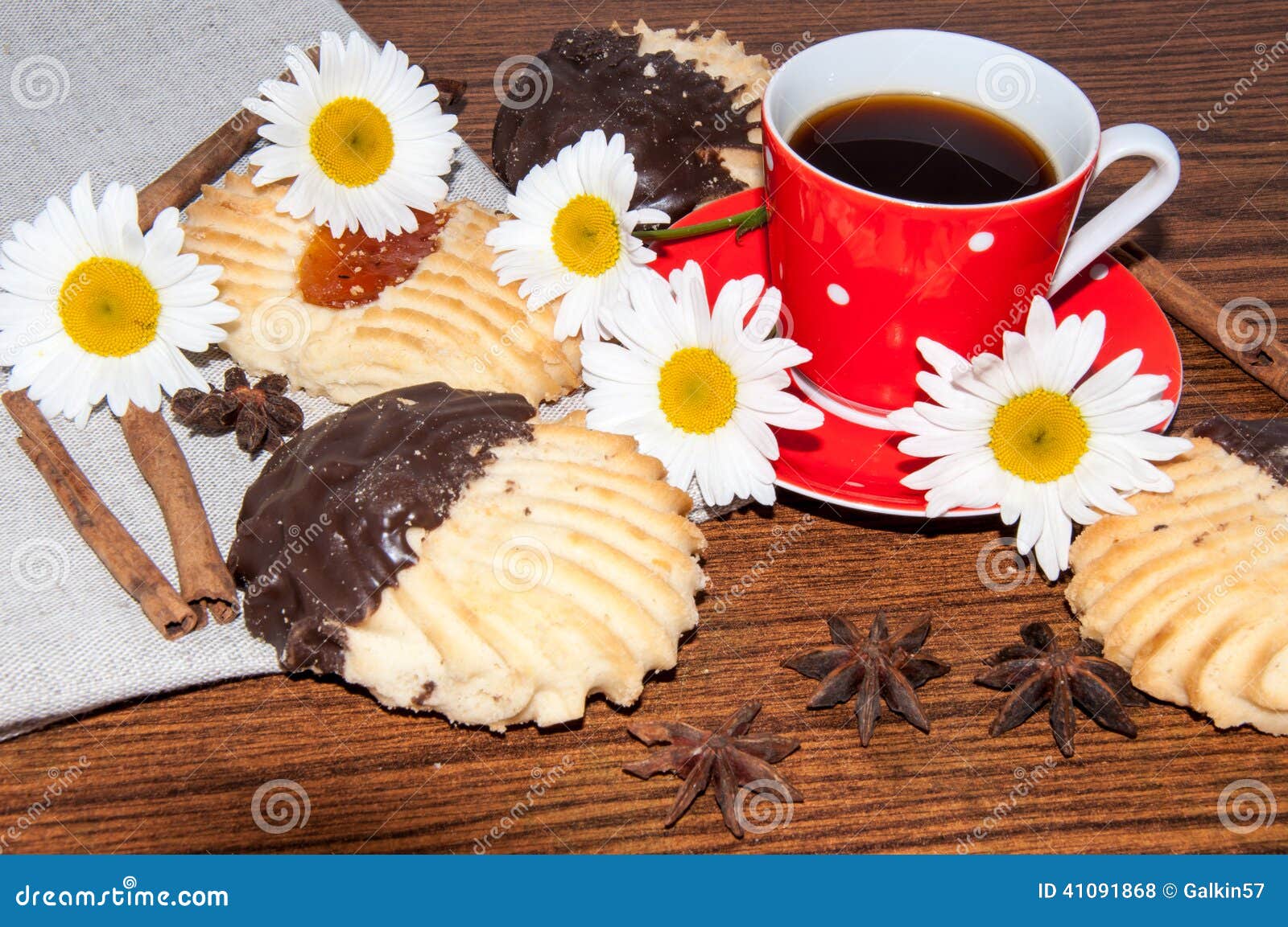 A Cup of Coffee and Shortbread Cookies Stock Photo - Image of chamomile ...