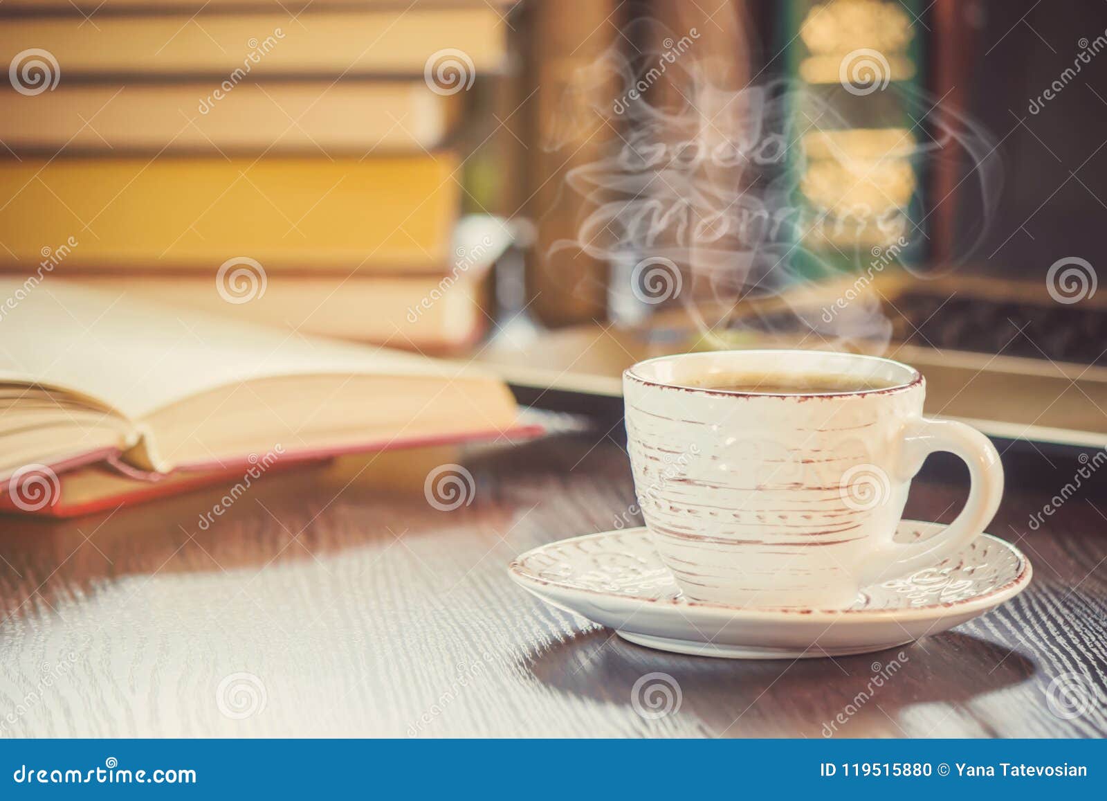 A Cup of Coffee and a Smoke Good Morning at the Office at Work. Stock ...