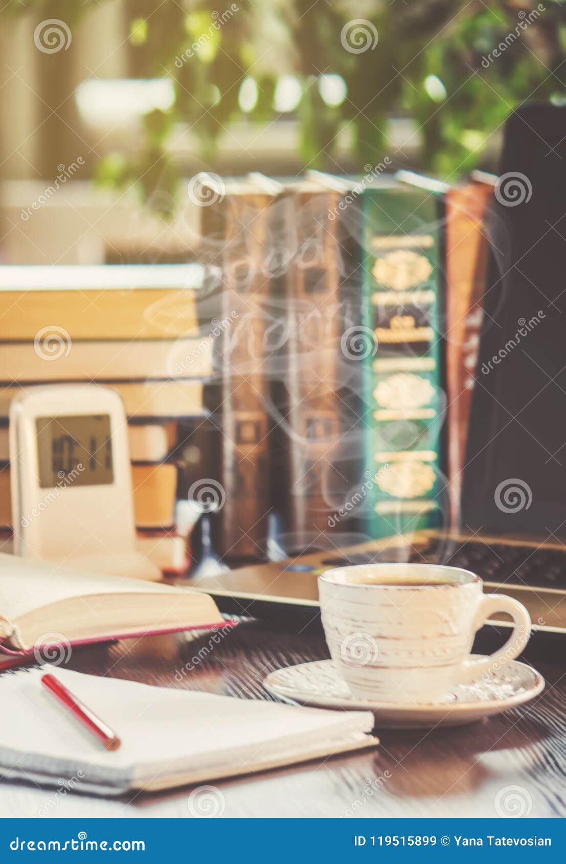 A Cup of Coffee and a Smoke Good Morning at the Office at Work. Stock ...