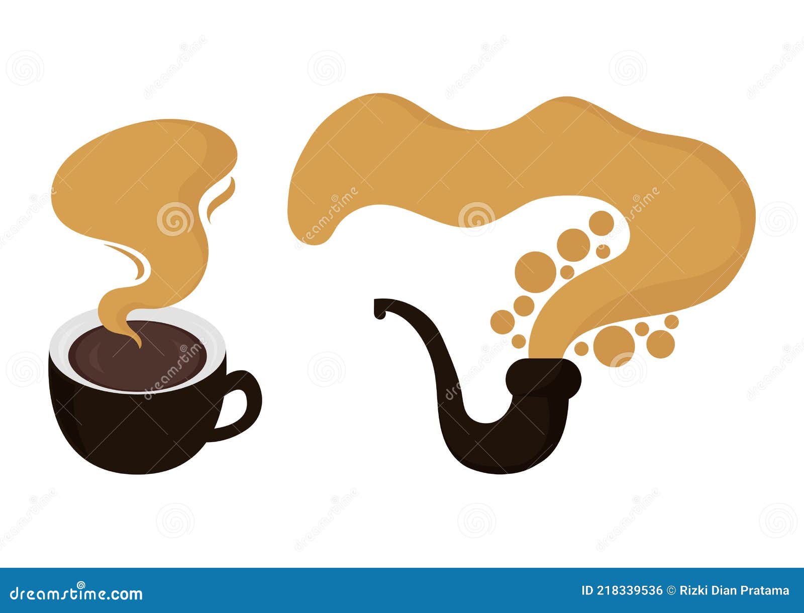 A Cup of Coffee and a Smoking Pipe Stock Vector - Illustration of drawn ...