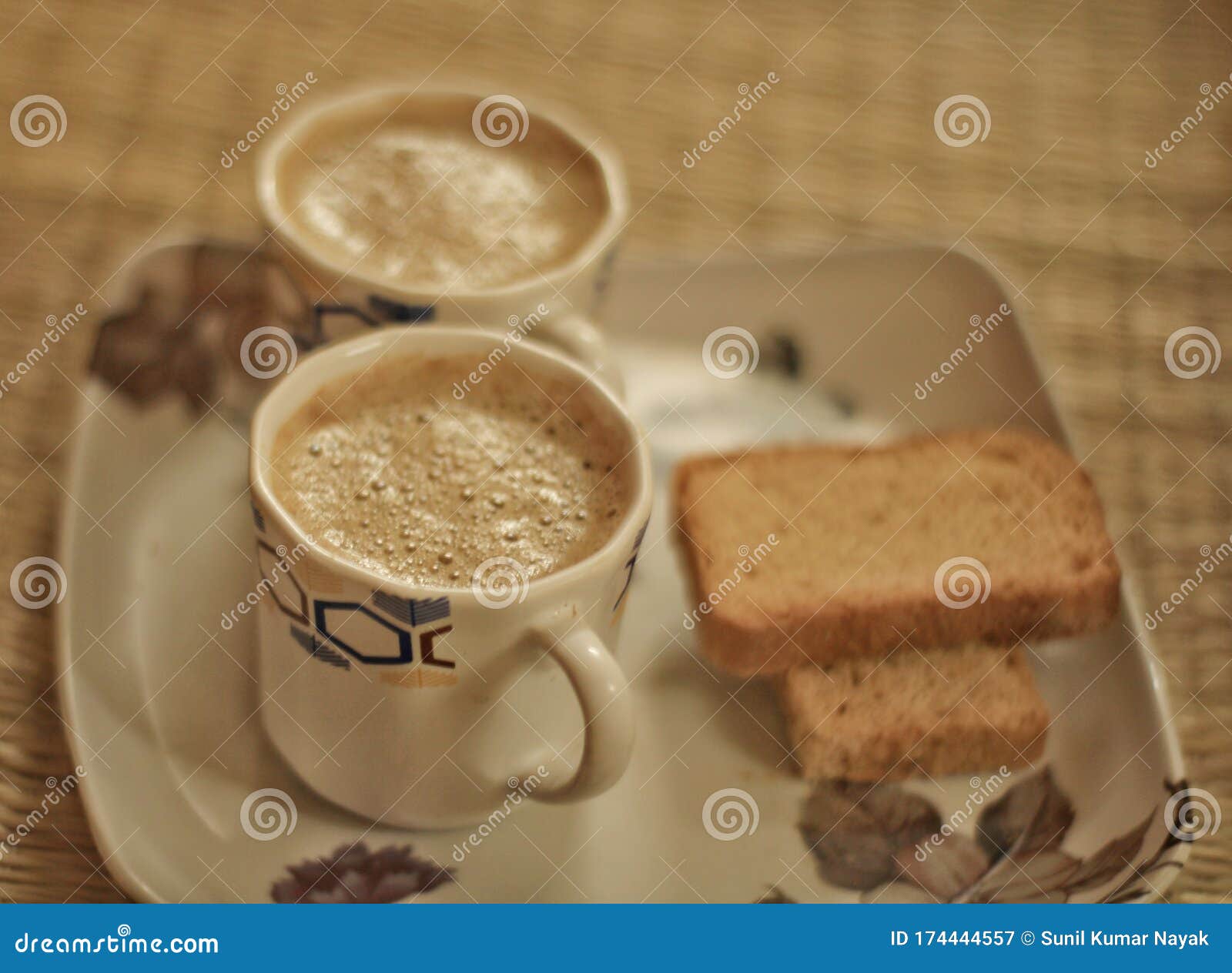 A Cup of Coffee and Snacks stock image. Image of food - 174444557