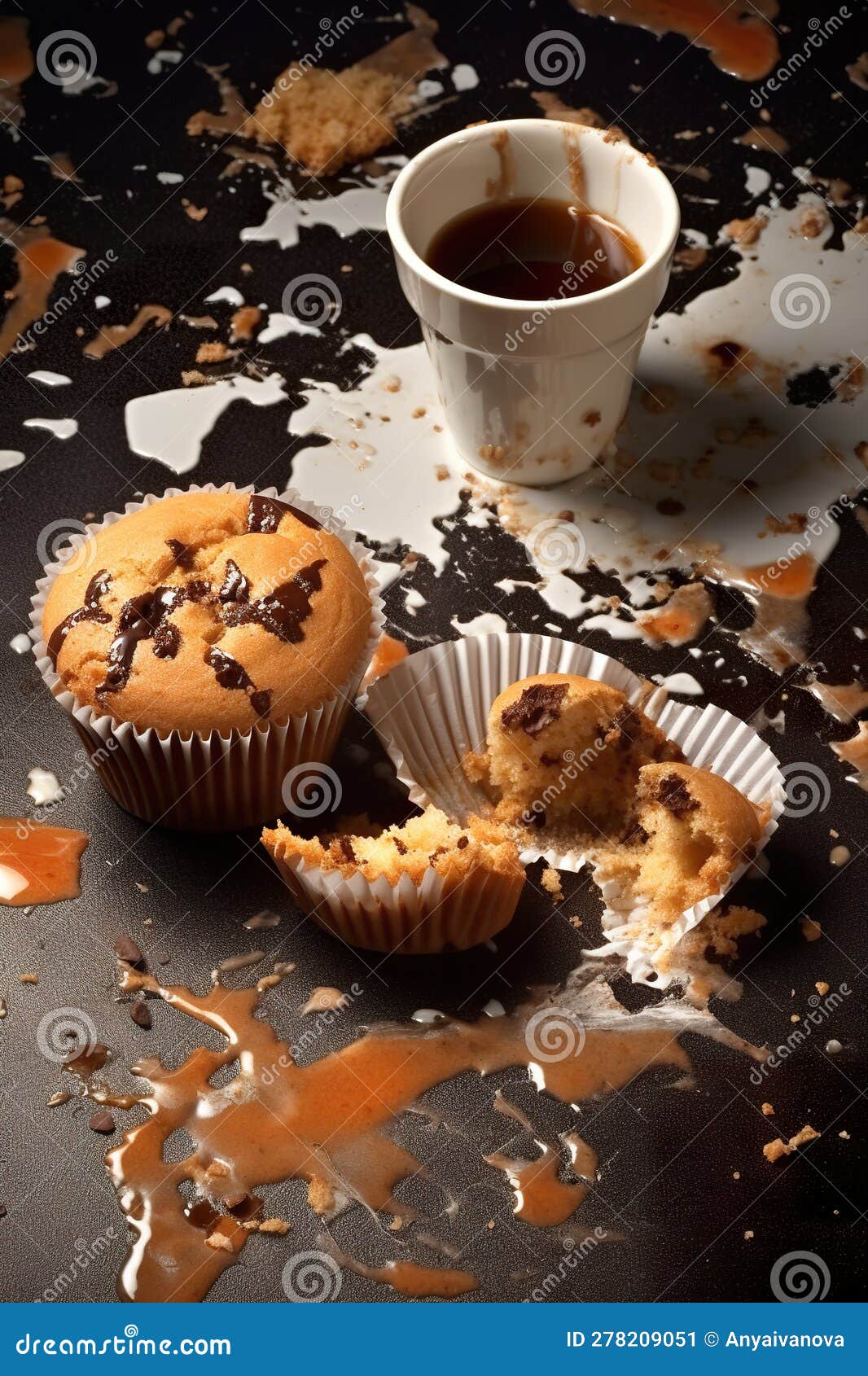 A Cup of Coffee and Some Muffins on a Table. Generative AI Image. Stock ...