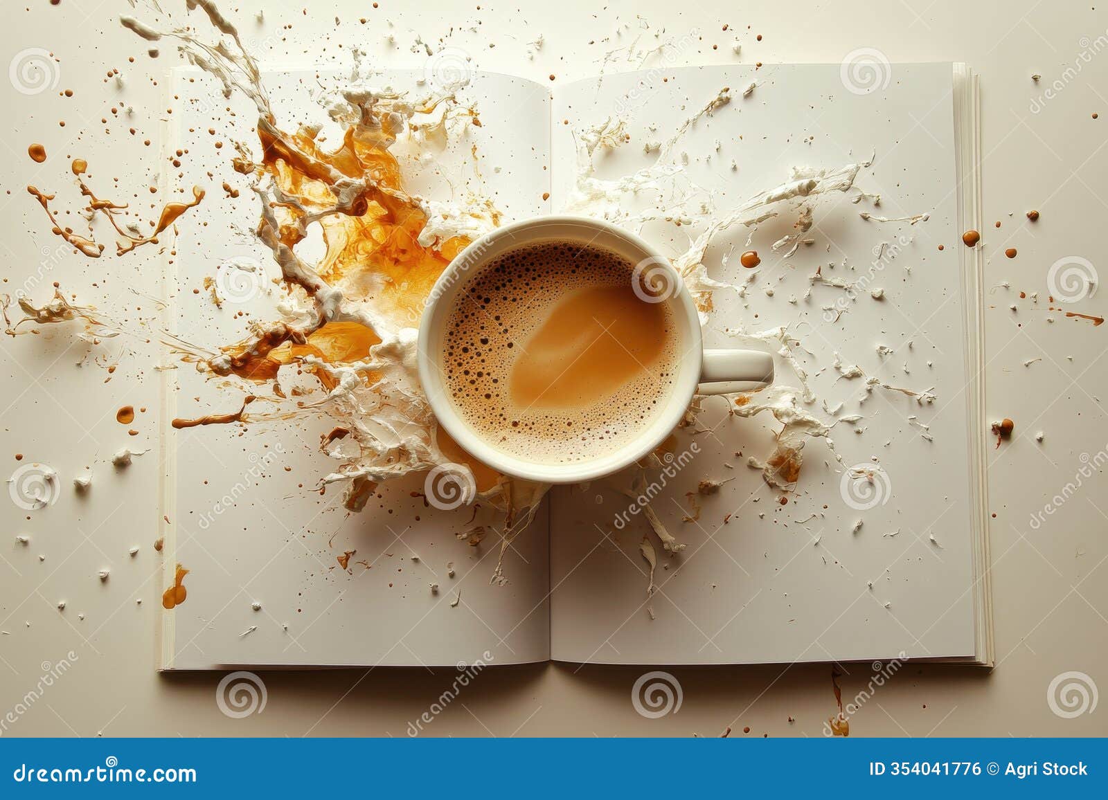 Coffee Cup And Spilled Coffee On Desk As A Symbol Of Exhaustion Royalty ...