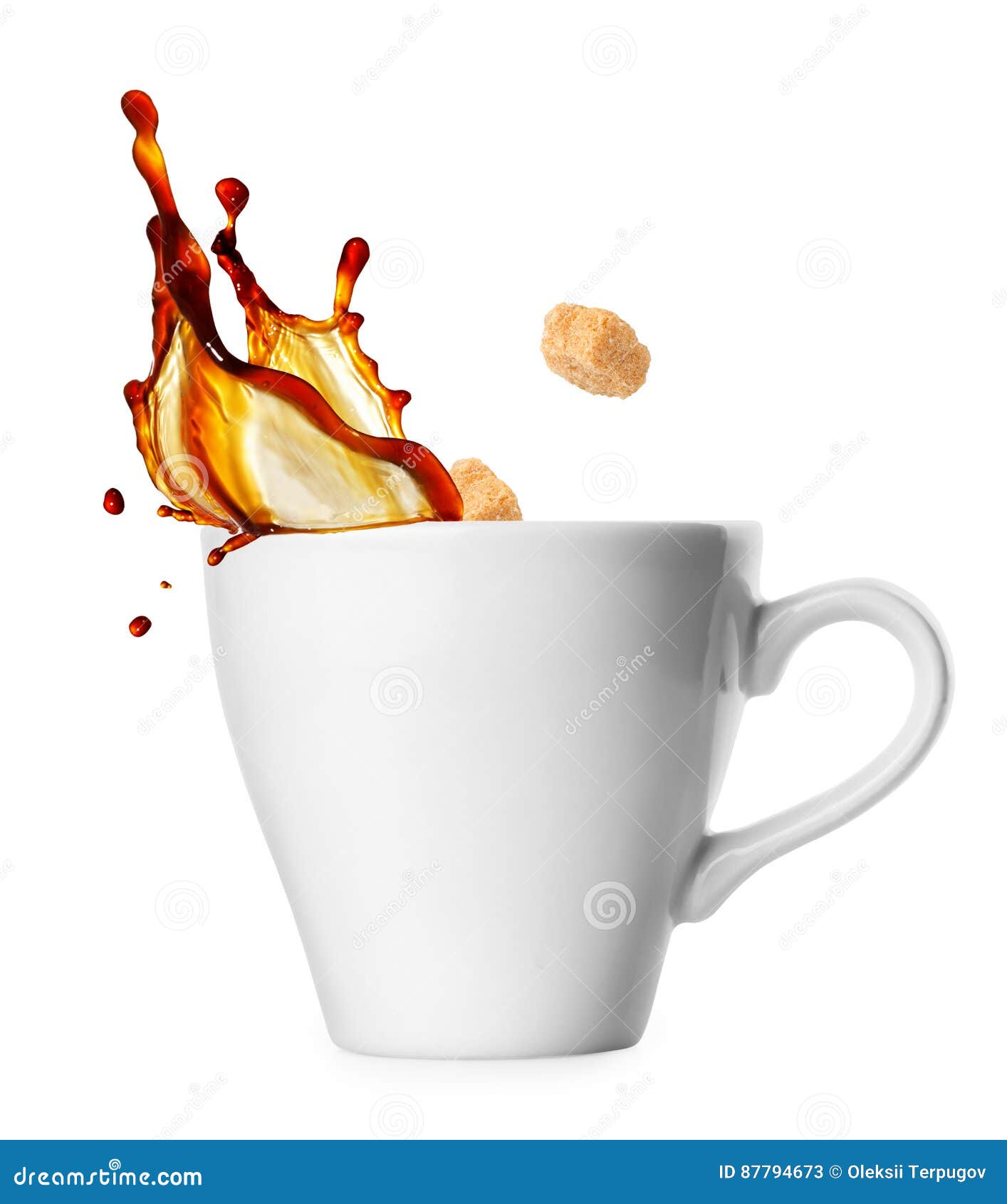 Cup of Coffee with Splash and Sugar Stock Image - Image of collage ...