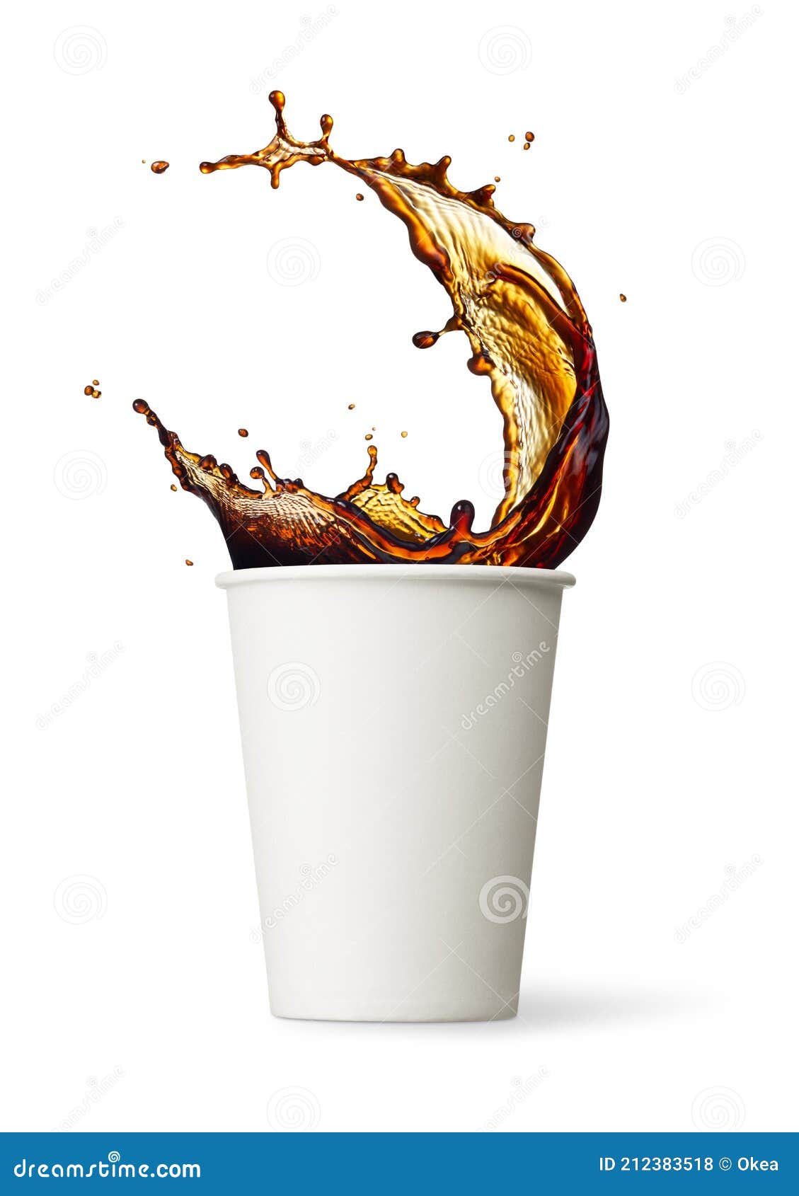 Cup of coffee splashing stock photo. Image of container - 212383518