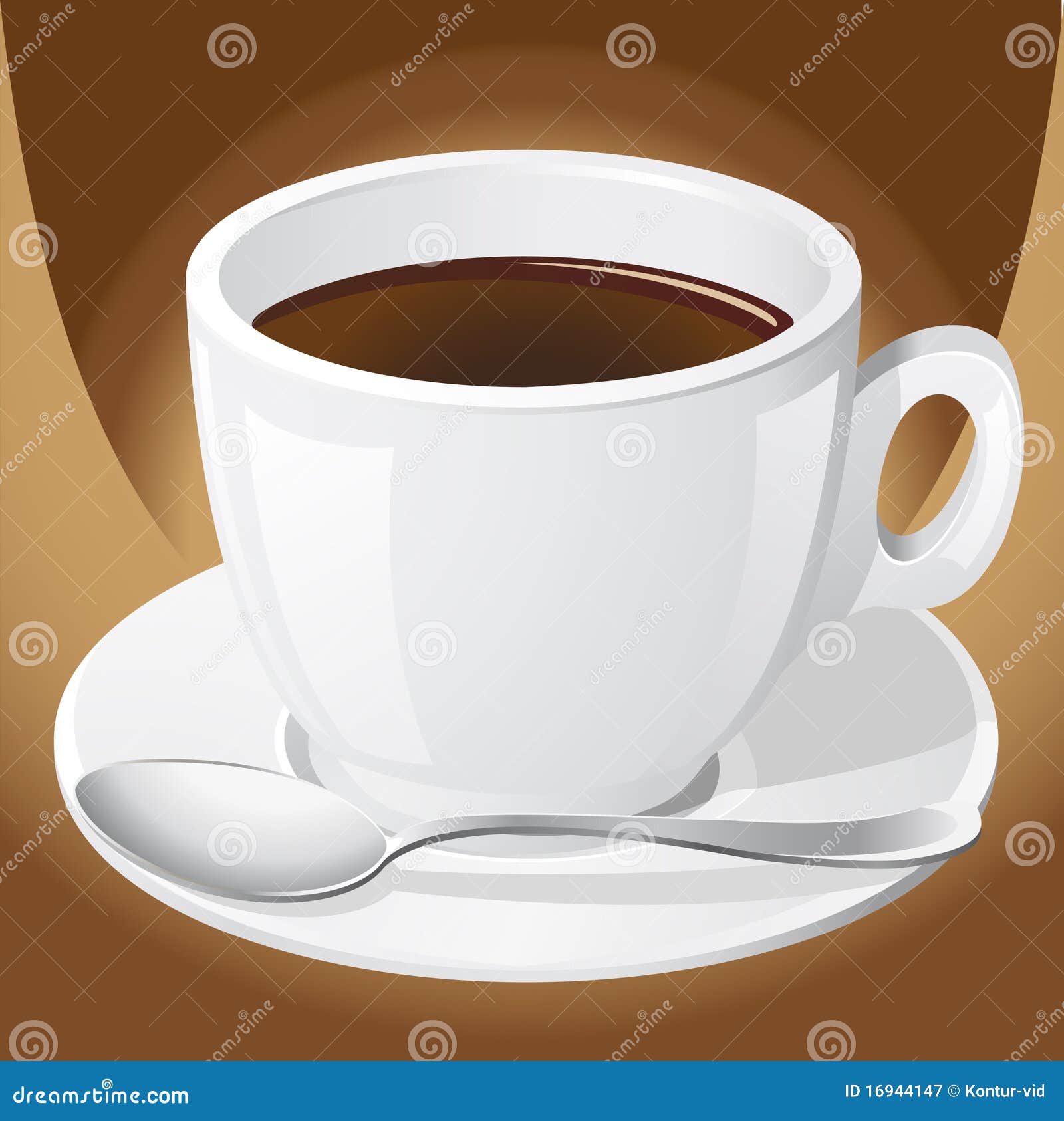 Cup of coffee with a spoon stock vector. Illustration of drink - 16944147