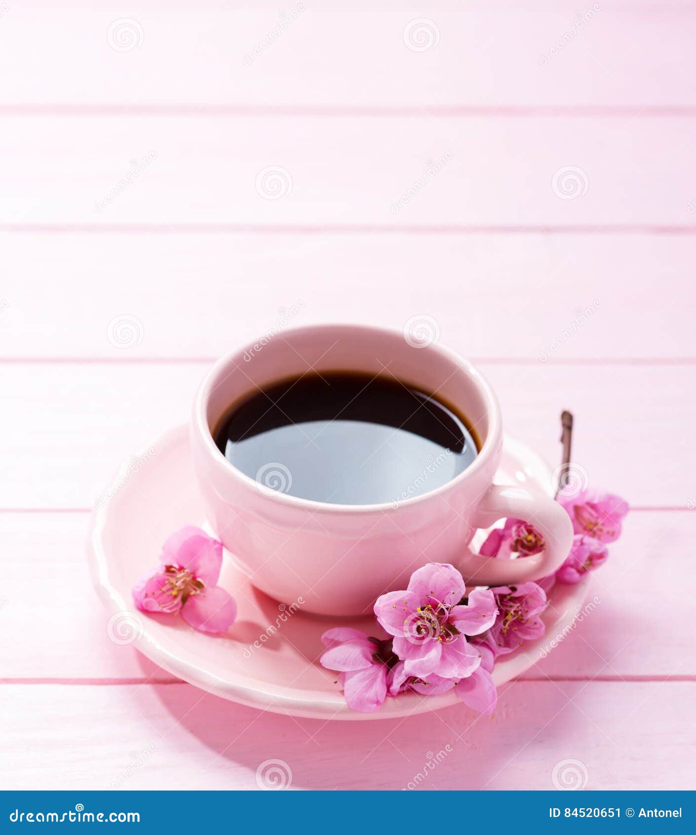 Cup of Coffee and Spring Flowers Stock Image - Image of morning, drink ...