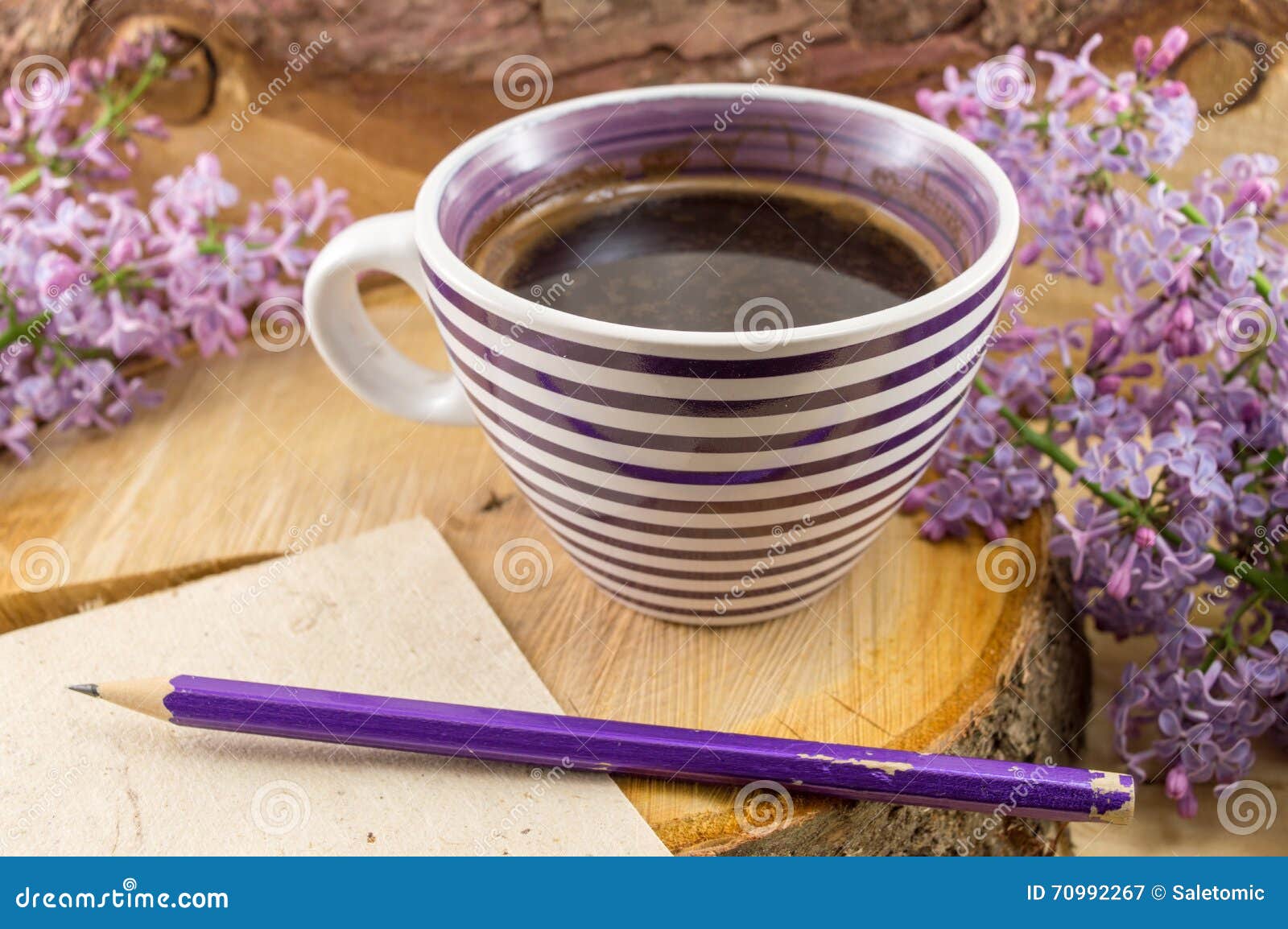 Cup of Coffee and Spring Flowers Stock Image - Image of background ...