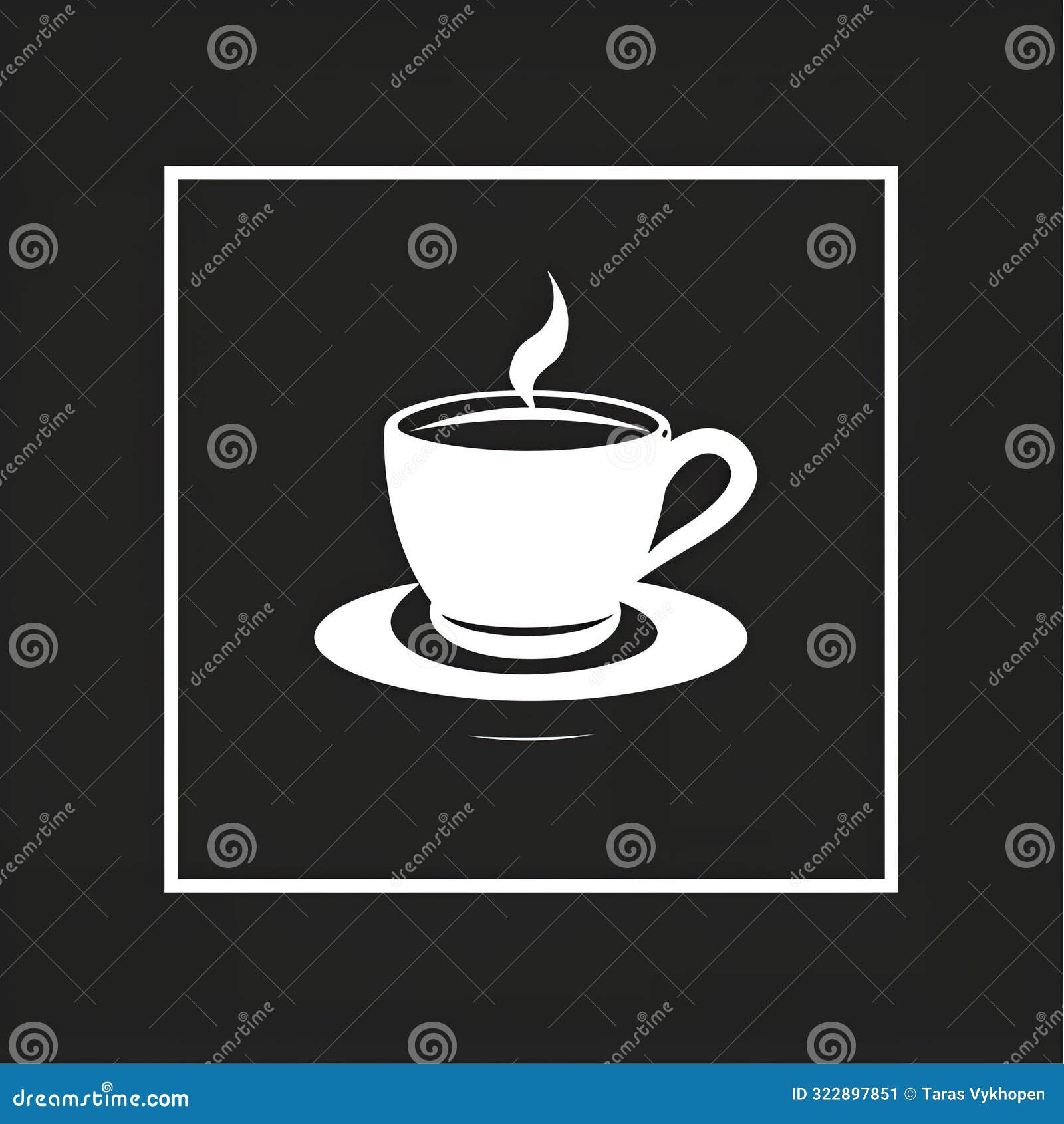 Cup of Coffee in a Square, Black and White Logo, Flat Image, Minimalism ...
