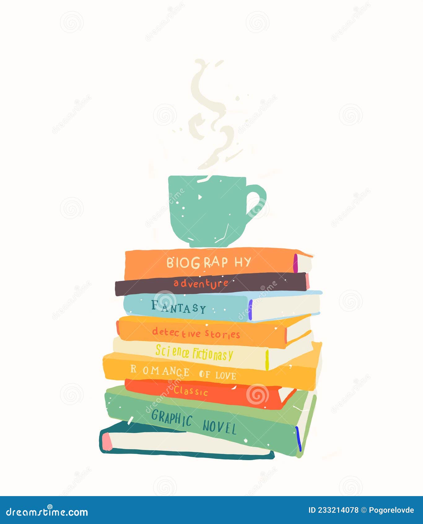 A Cup of Coffee is on a Stack of Books. Stock Illustration ...