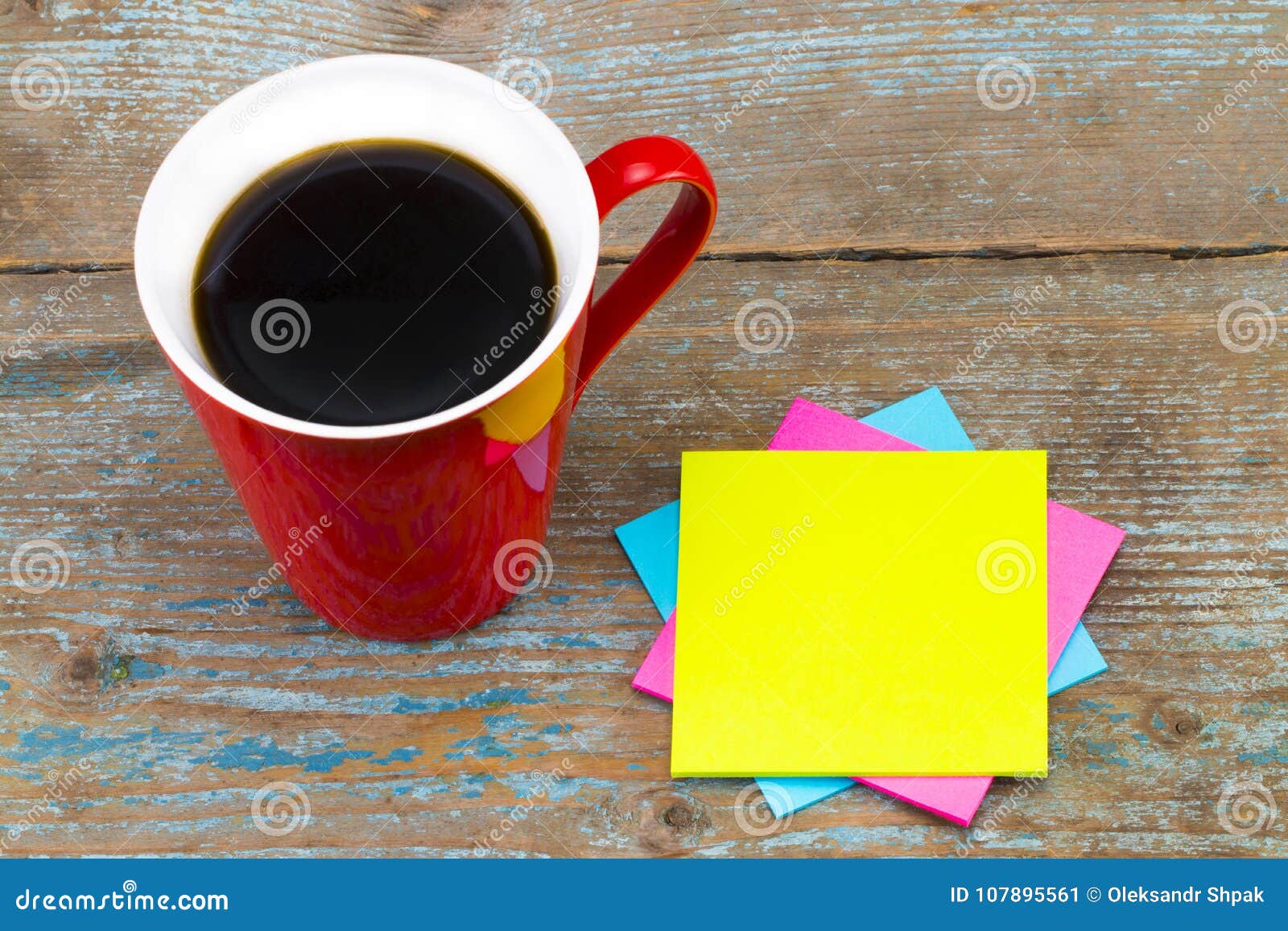 Cup of Coffee and a Sticky Notes with Empty Space for a Text on Stock ...