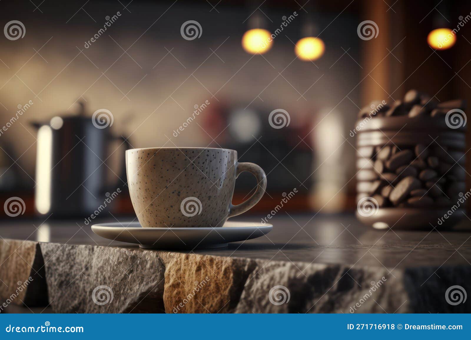 Cup of Coffee on a Stone Tabletop . Stock Illustration - Illustration ...