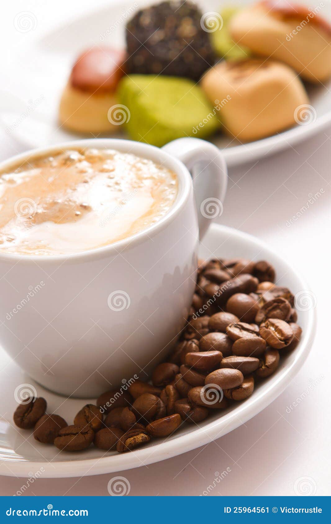 Cup of Coffee and Sweets on the Saucer Stock Image - Image of close ...