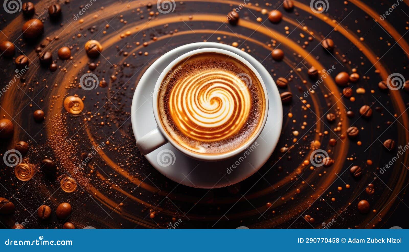 A Cup of Coffee with a Swirl Design on Top Stock Illustration ...