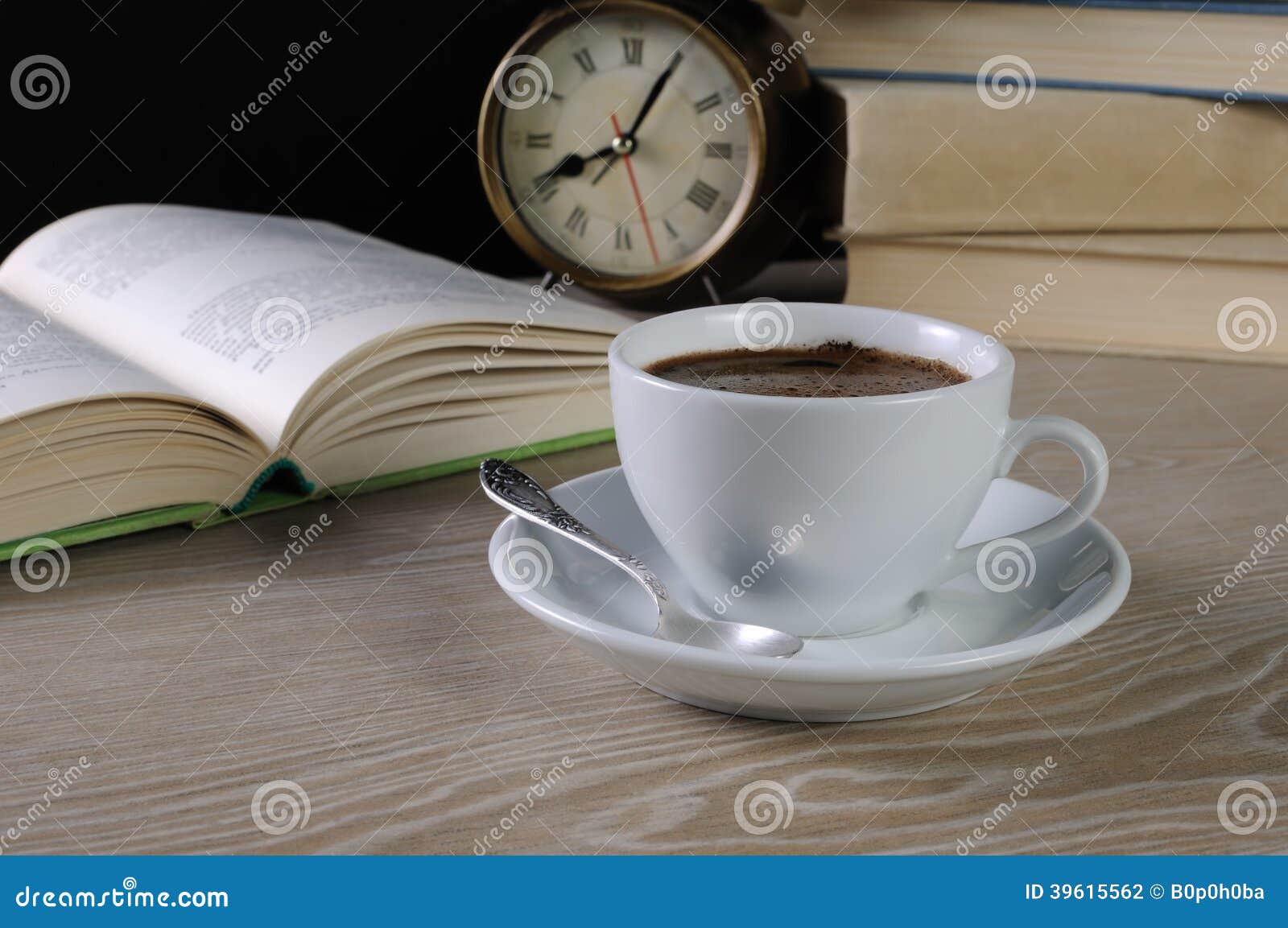 Cup of Coffee at a Table in the Library Stock Photo - Image of ...