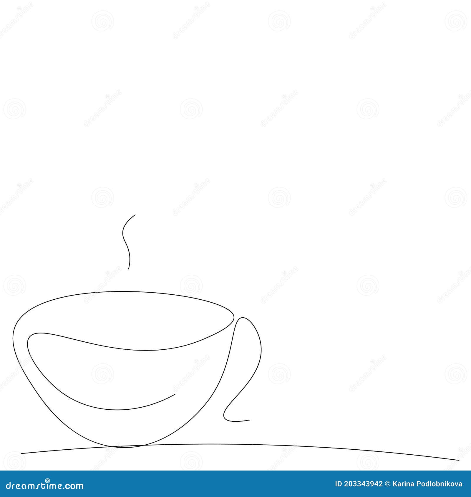 Cup of Coffee on Table Line Draw Stock Illustration - Illustration of ...