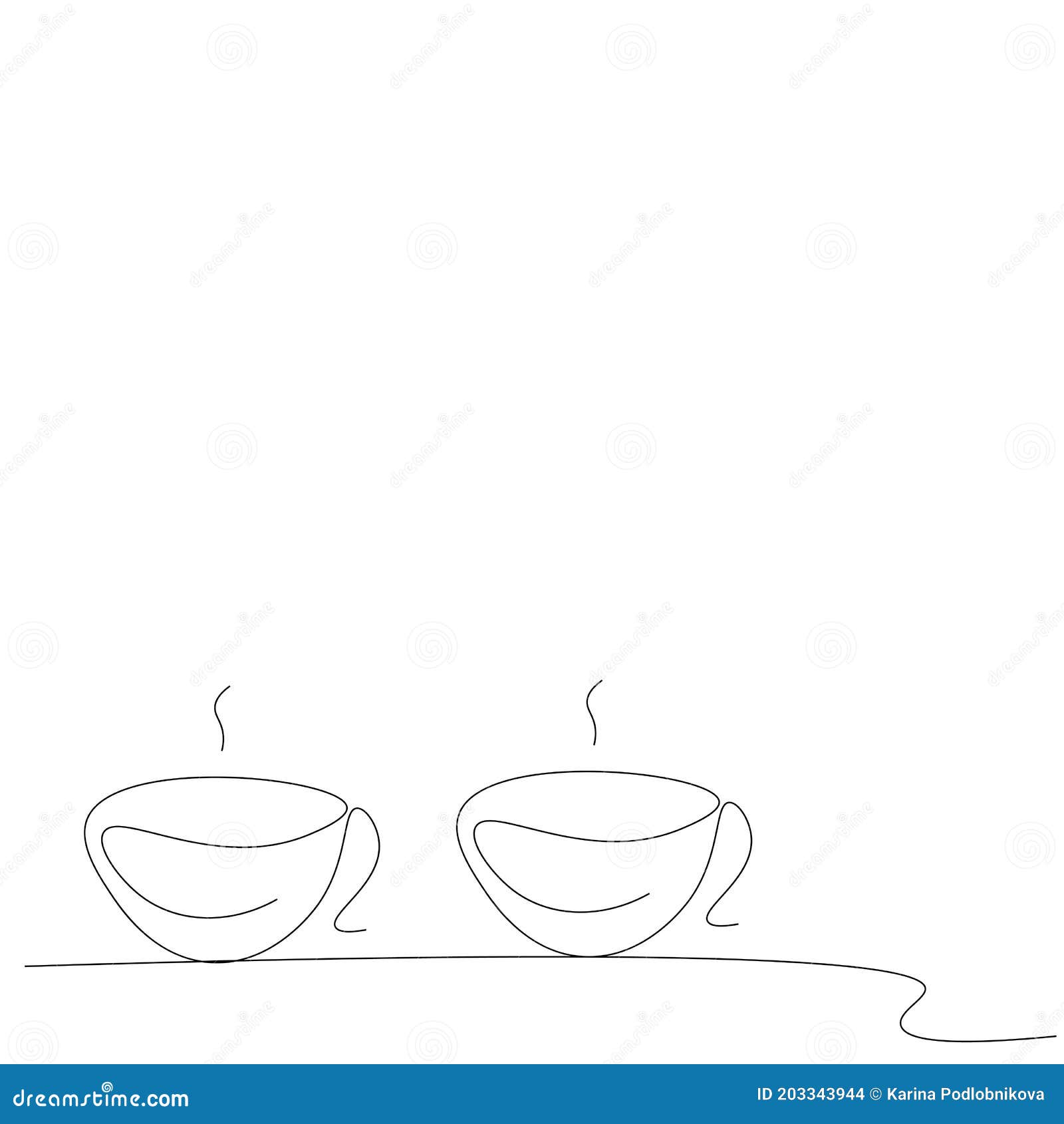 Cup of Coffee on Table Line Draw Stock Illustration - Illustration of ...