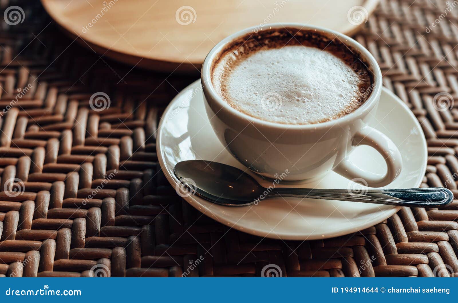 Cup of Coffee on Table in the Morning at Cafe Stock Photo - Image of ...