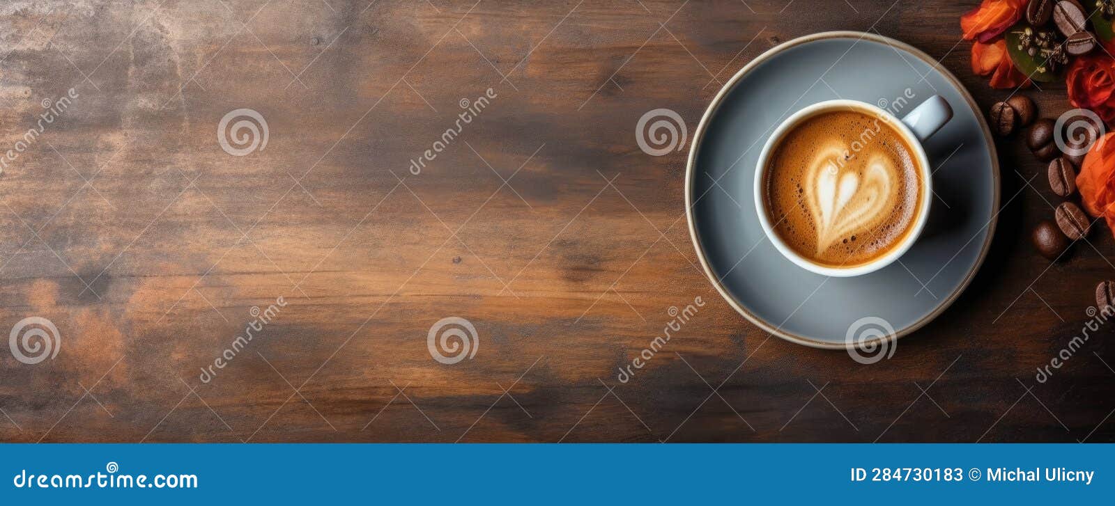 A Cup of Coffee on the Table. Top View, Style, Generative Ai Stock ...