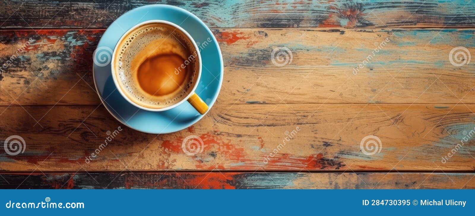 A Cup of Coffee on the Table. Top View, Style, Generative Ai Stock ...