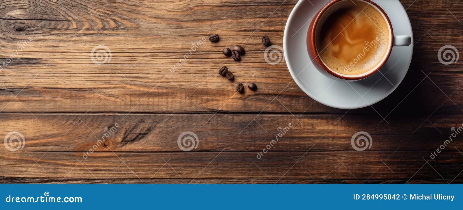 A Cup of Coffee on the Table. Top View, Style, Generative Ai Stock ...