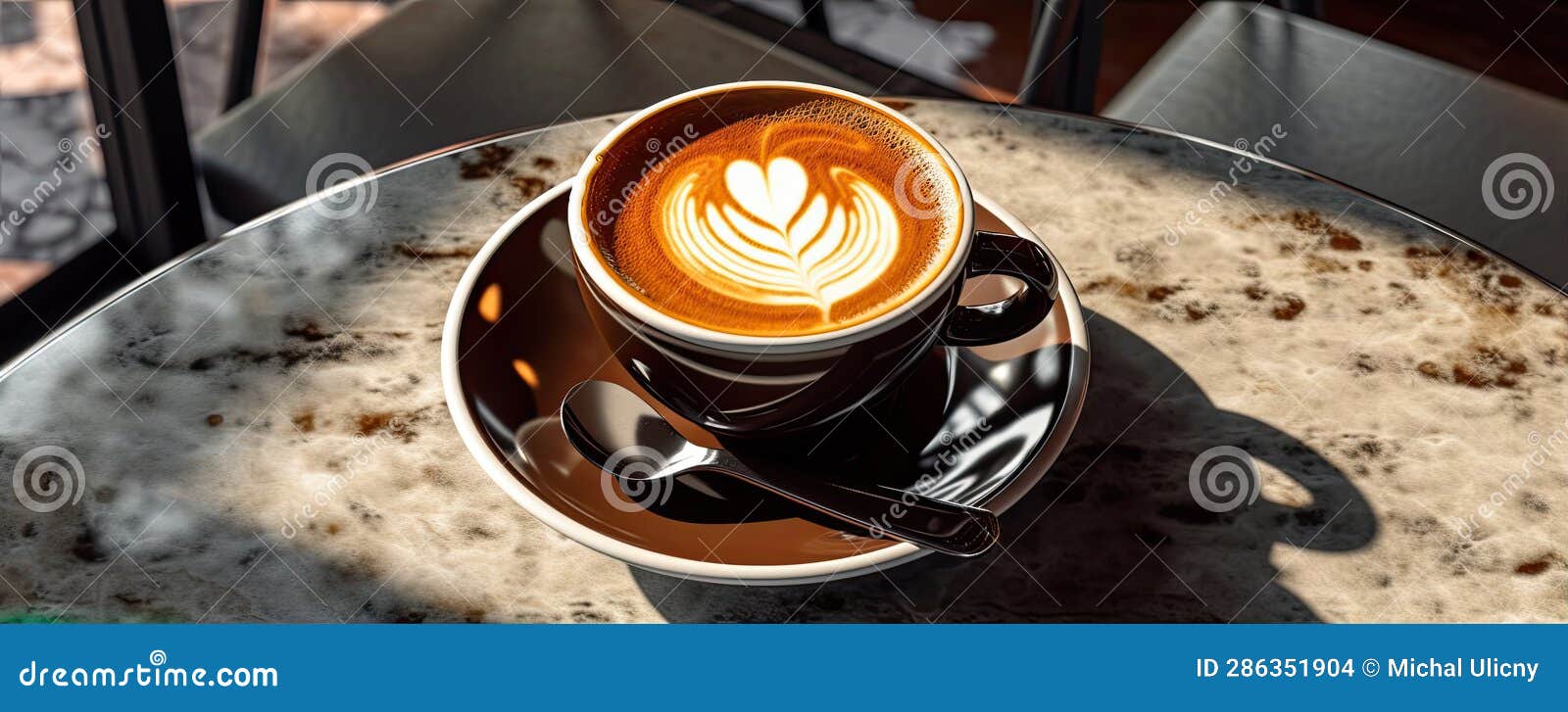 A Cup of Coffee on the Table. Top View, Style, Generative Ai Stock ...