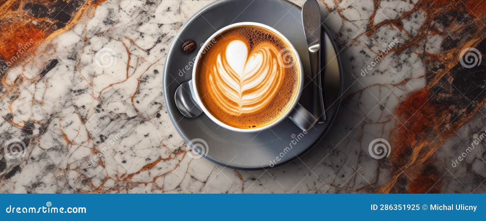 A Cup of Coffee on the Table. Top View, Style, Generative Ai Stock ...