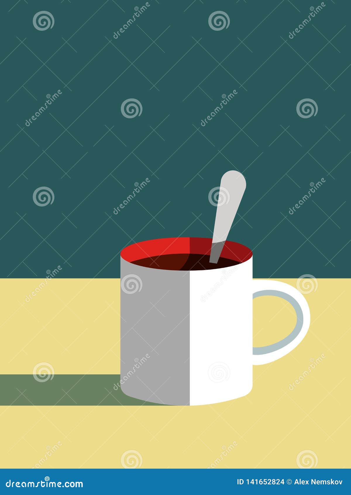 Cup on the table stock vector. Illustration of front - 141652824