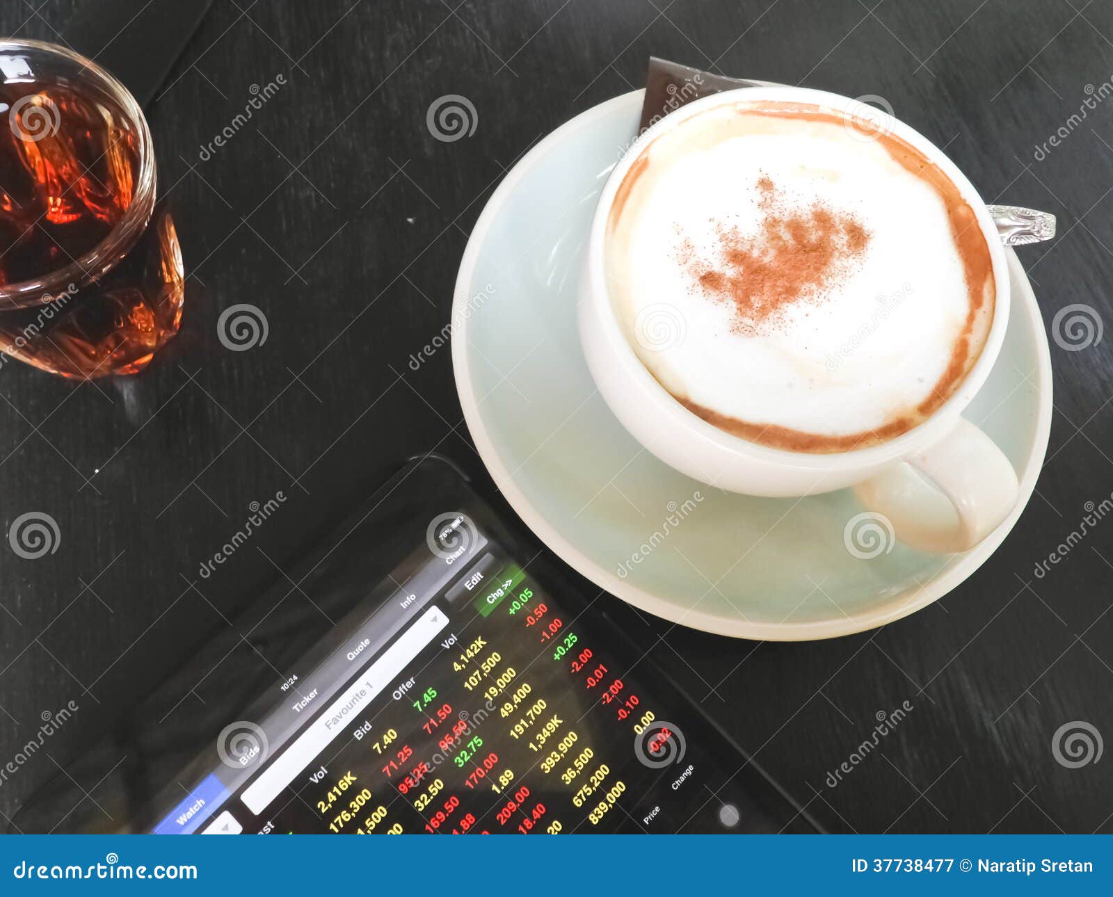Cup of coffee and tablet editorial photography. Image of delicious ...