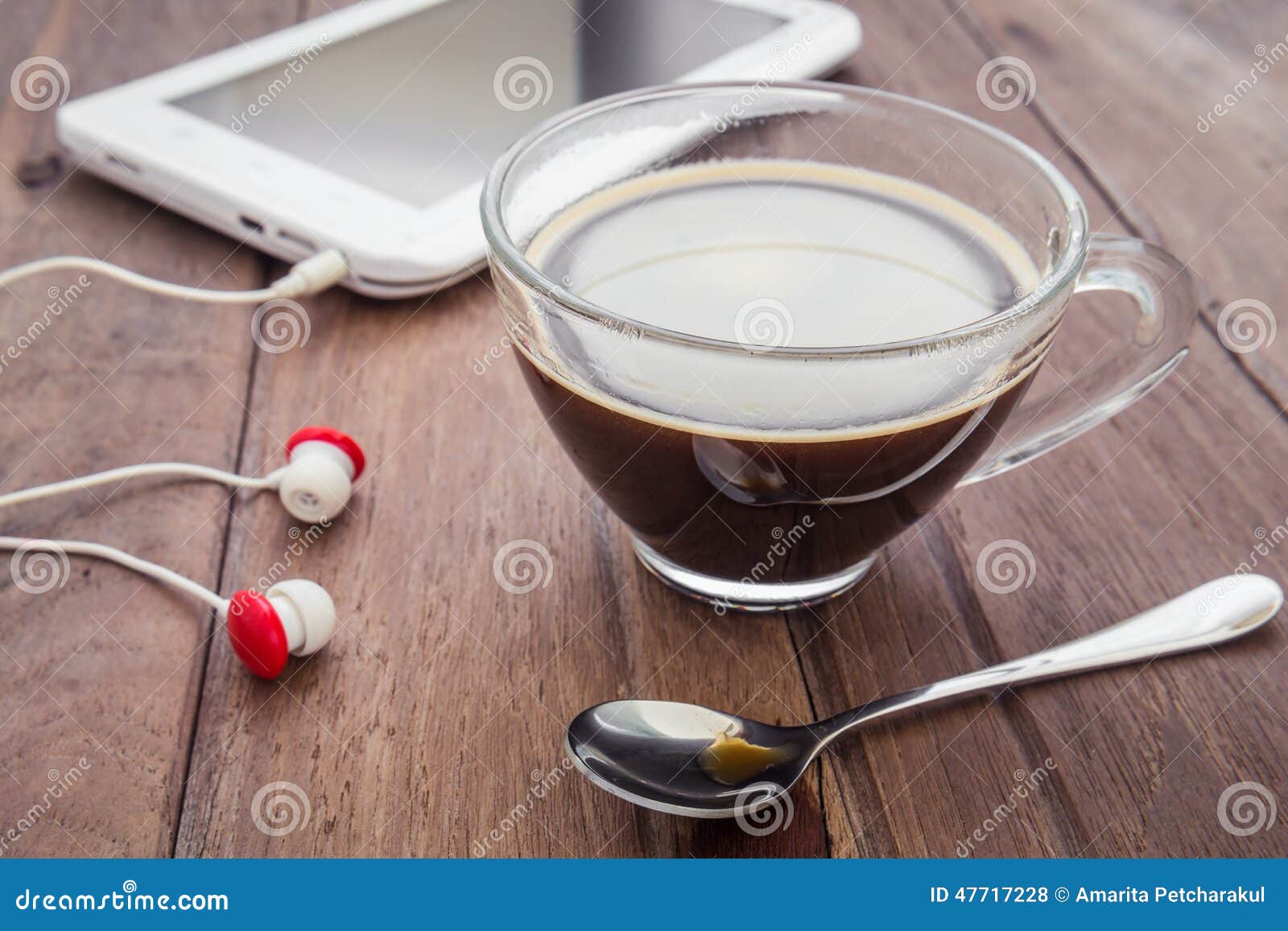 Cup of Coffee and Tablet on Table Stock Photo - Image of food, cafe ...