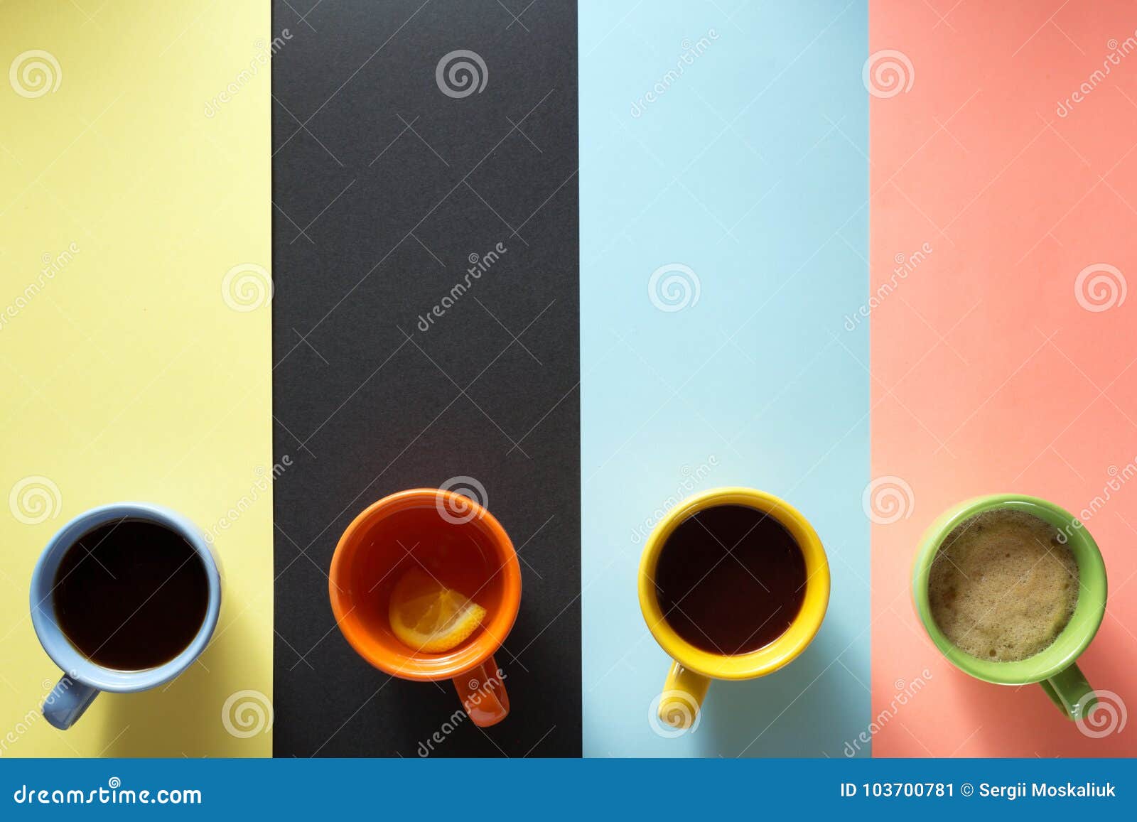 Cup of Coffee and Tea at Paper Background Stock Image - Image of menu ...