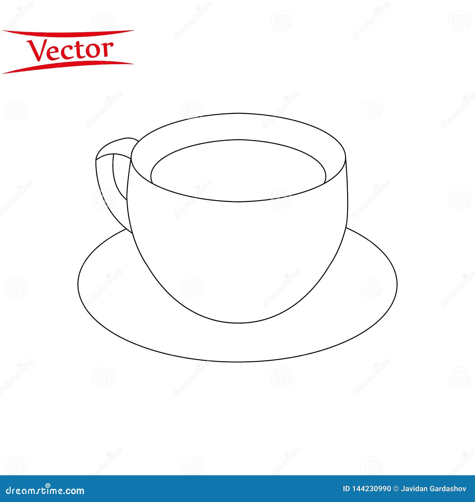 Cup of Coffee Tea with Steam Thin Line Outline Icon Stock Vector ...